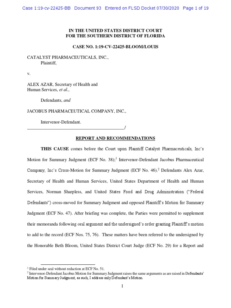 Catalyst Pharmaceuticals FDA Case Summary | PDF | Chevron U.S.A ...
