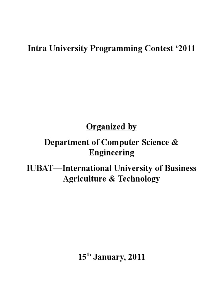 Intra University Programming Contest 2011 | PDF | Matrix (Mathematics ...