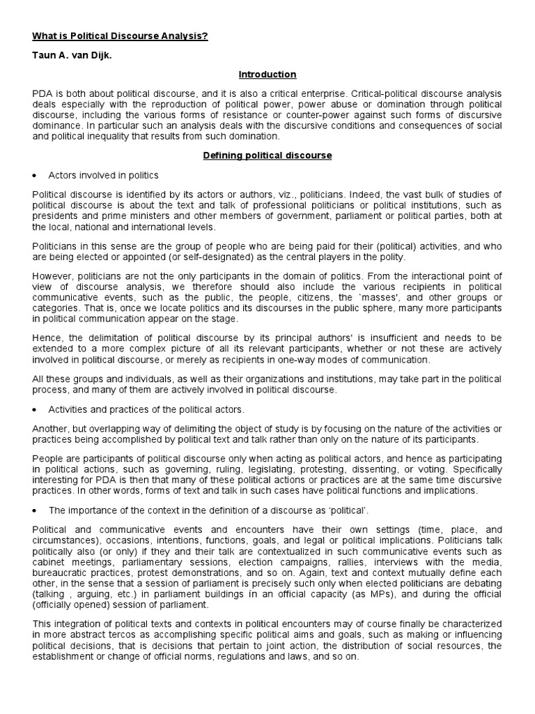 What Is Political Discourse Analysis | PDF | Discourse | Public Sphere