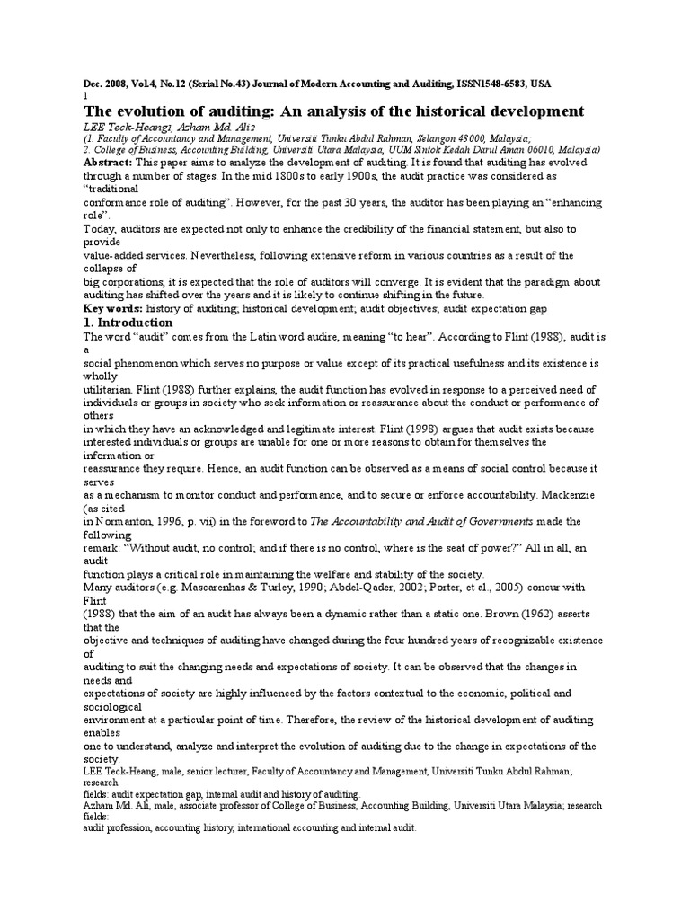 The Evolution of Auditing: An Analysis of The Historical Development ...