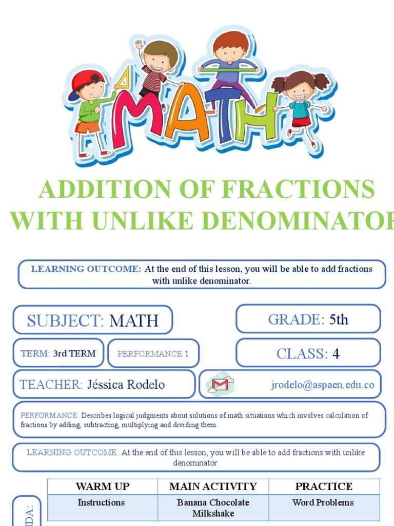 Fractions Math Class #4. Year 5° | PDF | Fraction (Mathematics ...