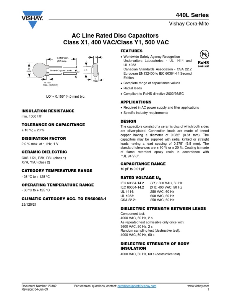 440L Series: Vishay Cera-Mite | PDF | Capacitor | Electricity