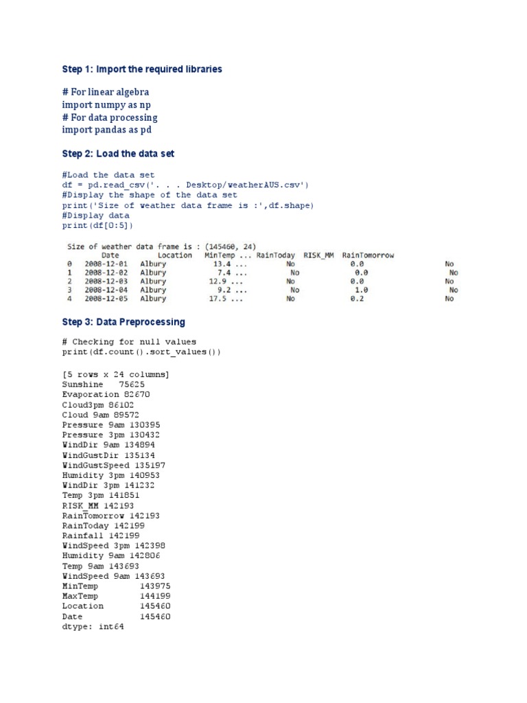 # For Linear Algebra Import Numpy As NP # For Data Processing Import Pandas As PD | PDF ...