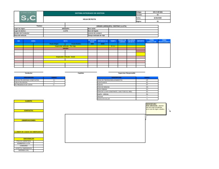 Formato de Hoja de Ruta | PDF | Transporte | Transporte por carretera