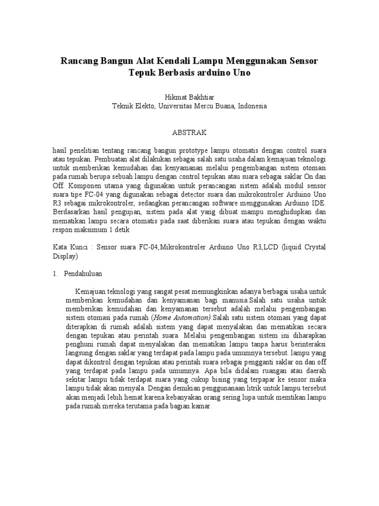 Jurnal Rancang Bangun Alat Kendali Lampu Menggunakan Sensor Tepuk ...