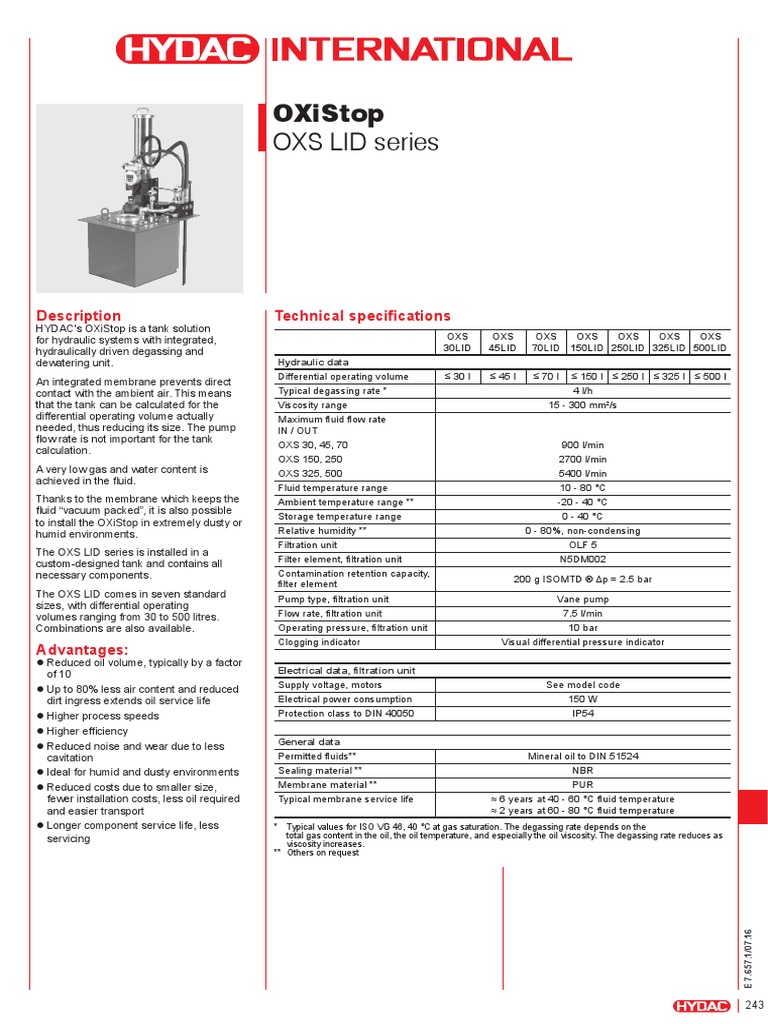 Oxistop Oxs Lid Series: Description Technical Specifications | PDF ...