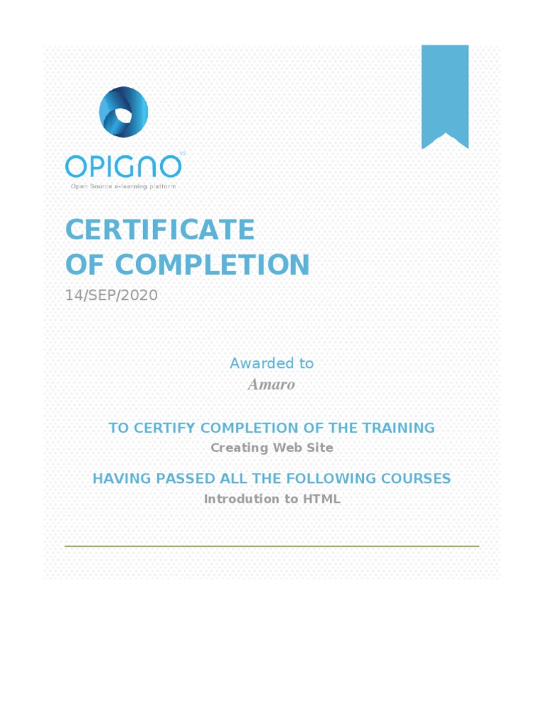 Certificate of Completion: Amaro | PDF | Business | Computers