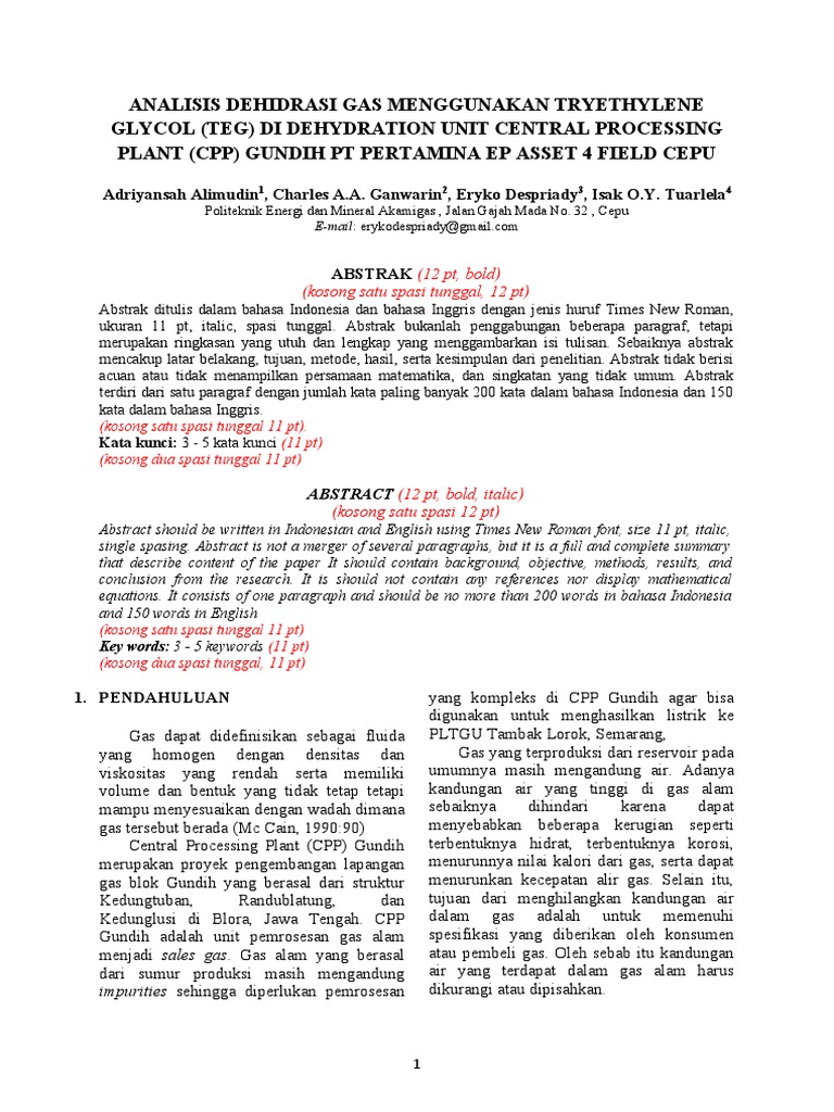 Analisis Dehidrasi Gas di CPP Gundih | PDF