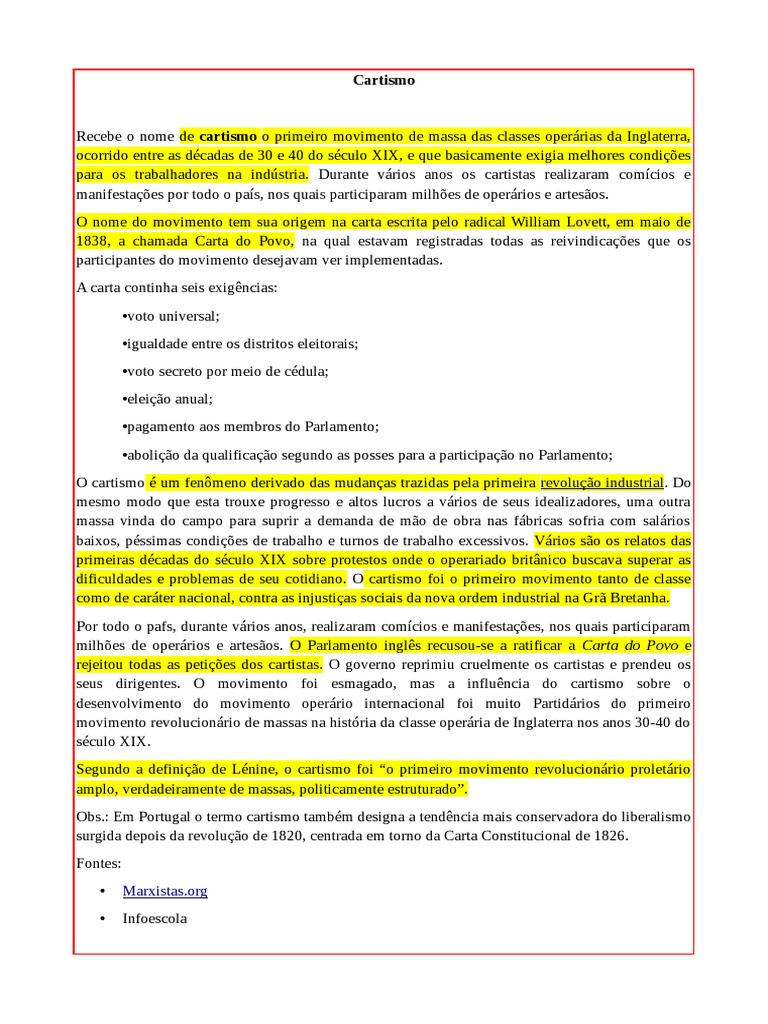 CARTISMO | PDF | Movimentos sociais | Esfera pública