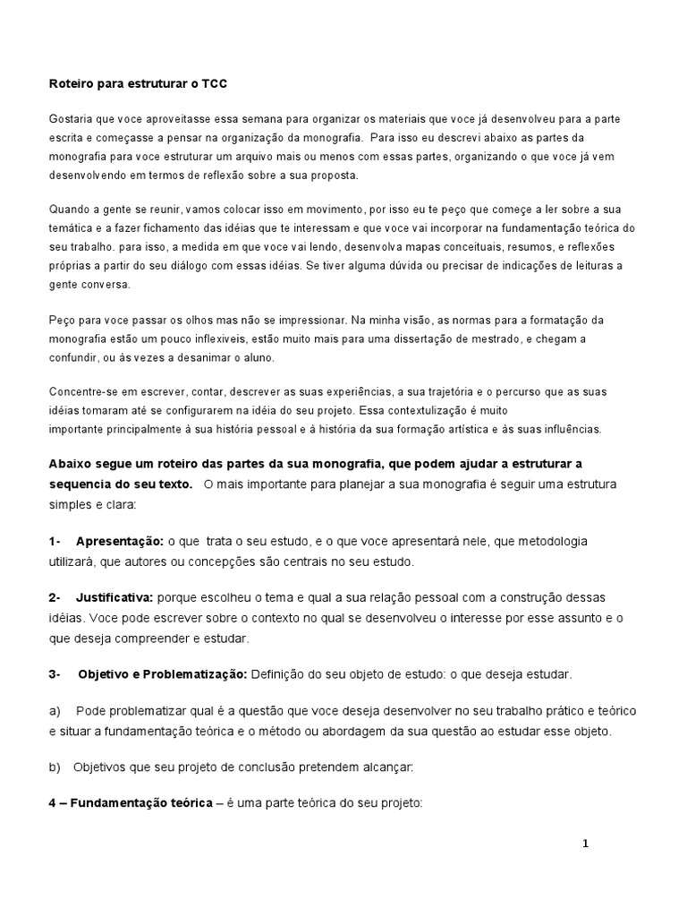 Roteiro para Estruturar o TCC | PDF | Roteiro | Science