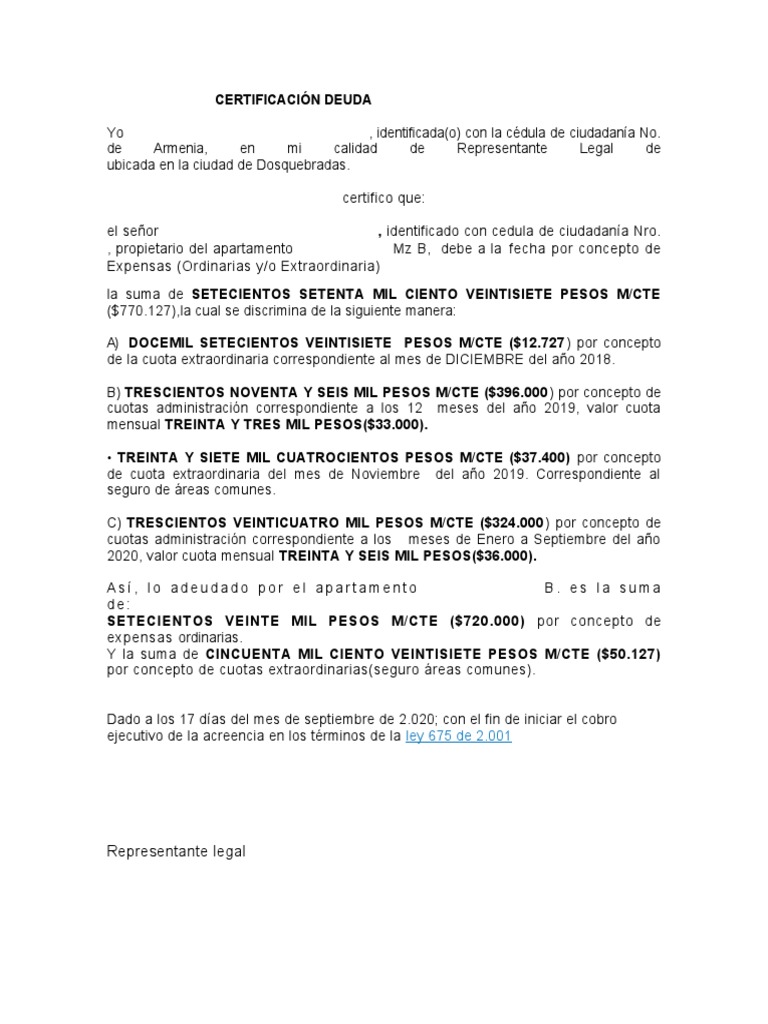 Certificado Deuda 2 | PDF | Derecho