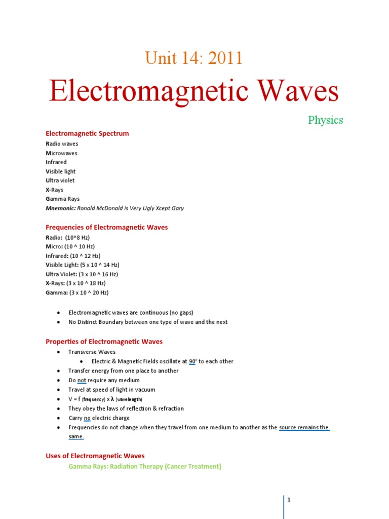 Electromagnetic Waves: Types & Uses | PDF | Electromagnetic Spectrum ...