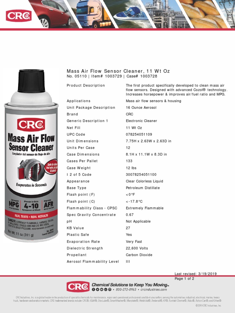 CRC 05110 MAF Cleaner Sell Sheet