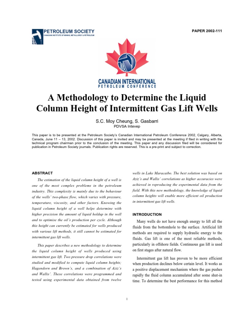 Liquid Column Height in Gas Lift Wells | PDF | Fluid Dynamics | Pressure
