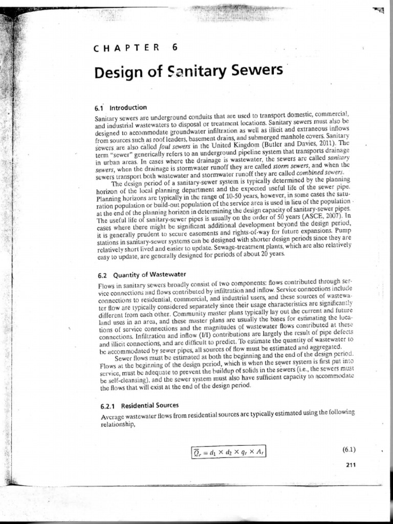 Design of Sanitary Sewers PDF | PDF