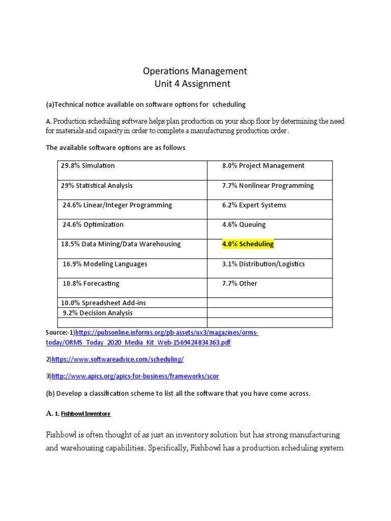 Operations Management Assignment 4 | PDF | Enterprise Resource Planning ...