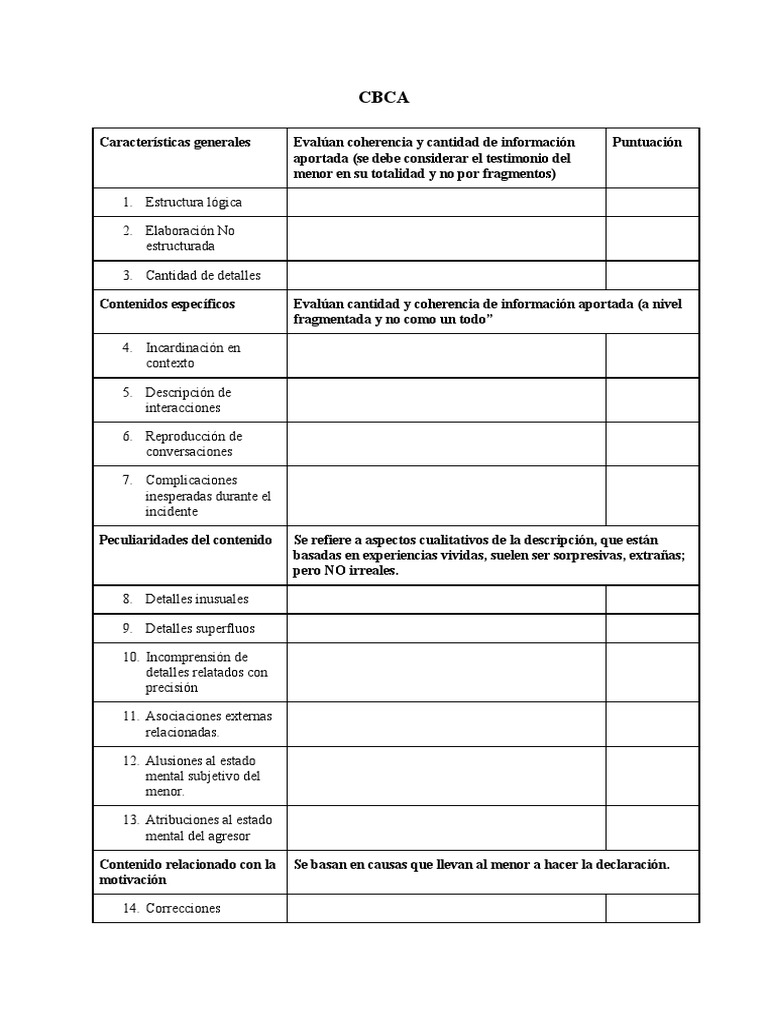 Cbca - Credibilidad Del Testimonio | PDF