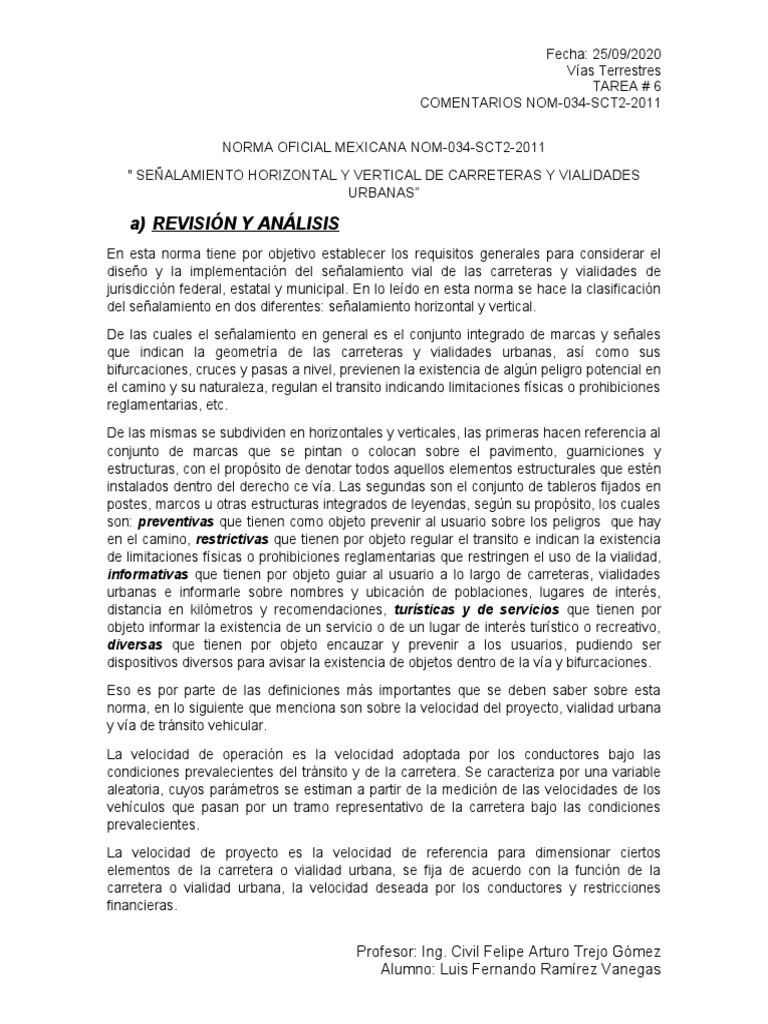 Norma Oficial Mexicana Nom 034 | PDF | Calle | La carretera