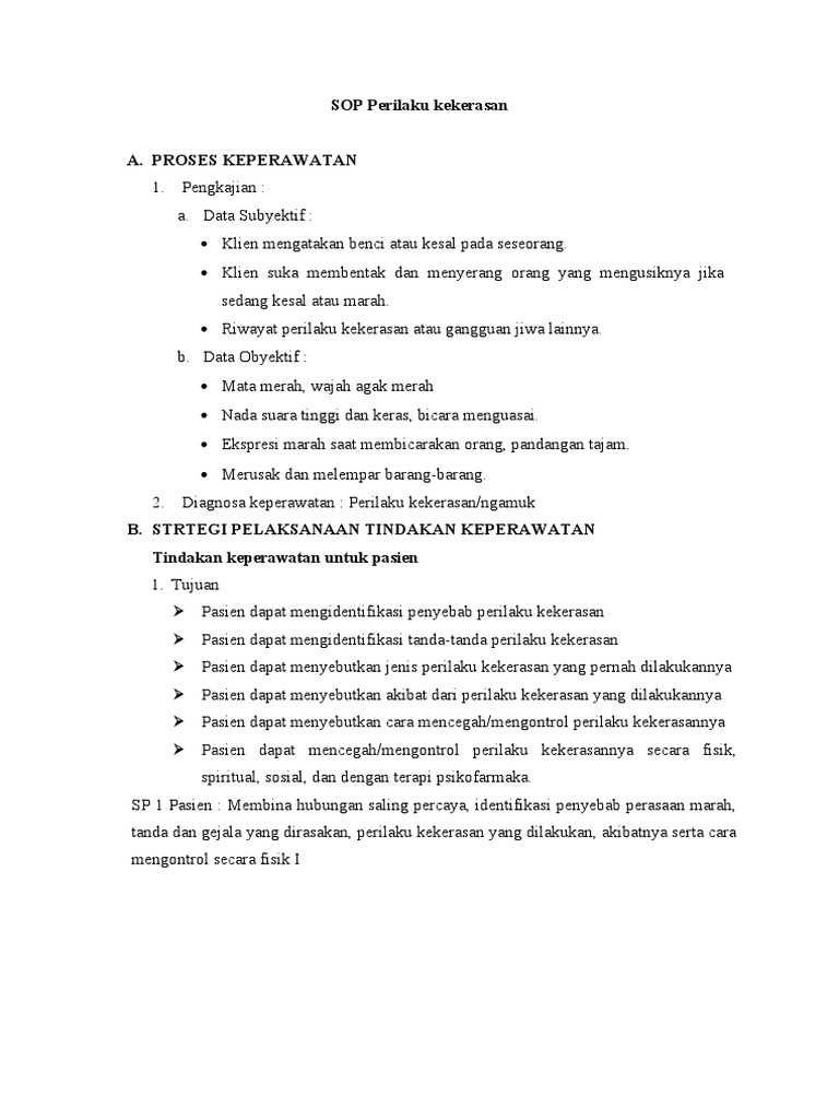 Sop Resiko Kekerasan (RPK) | PDF