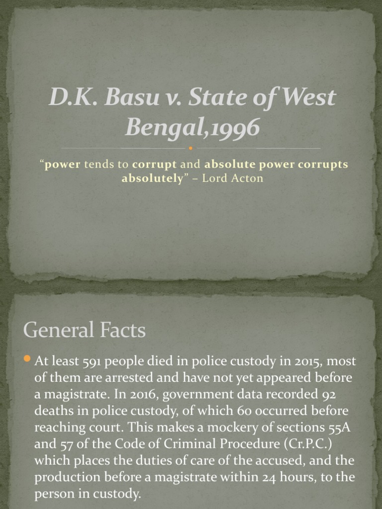 DK Basu V State of WB | PDF | Arrest | Detention (Imprisonment)
