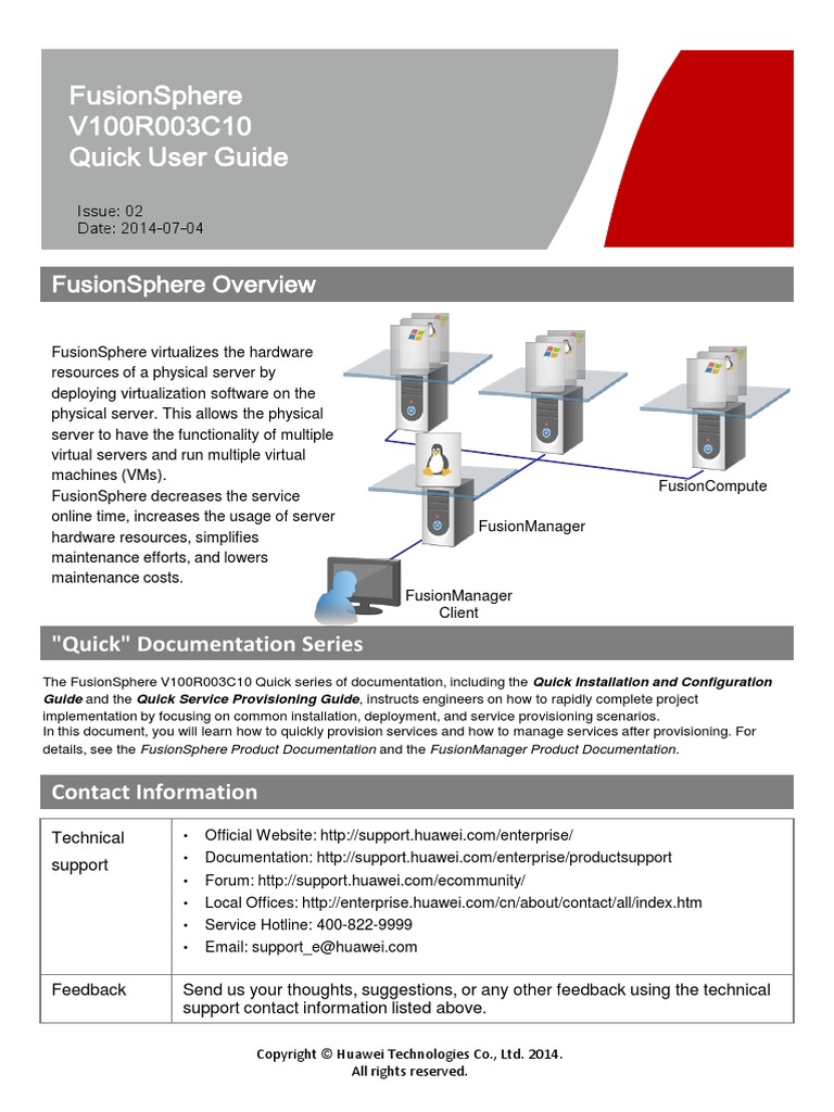 FusionSphere V100R003C10 Quick User Guide (Standalone Mode) 02 | PDF | Virtualization | Server ...