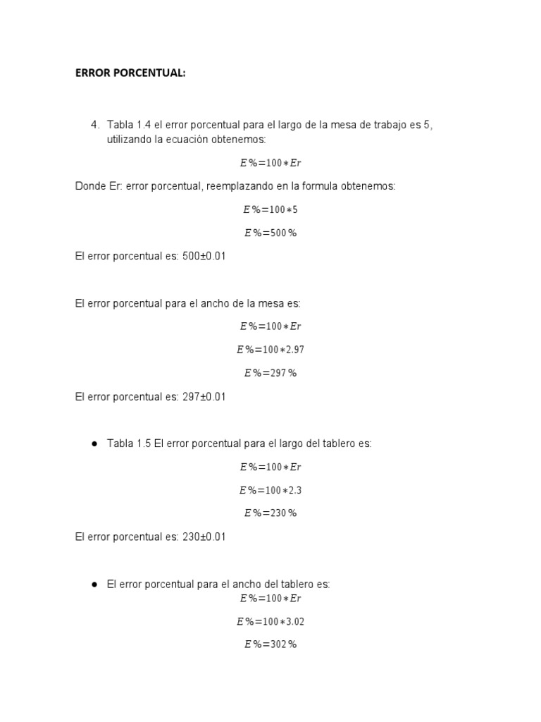 Error Porcentual | PDF | Medición | Método científico