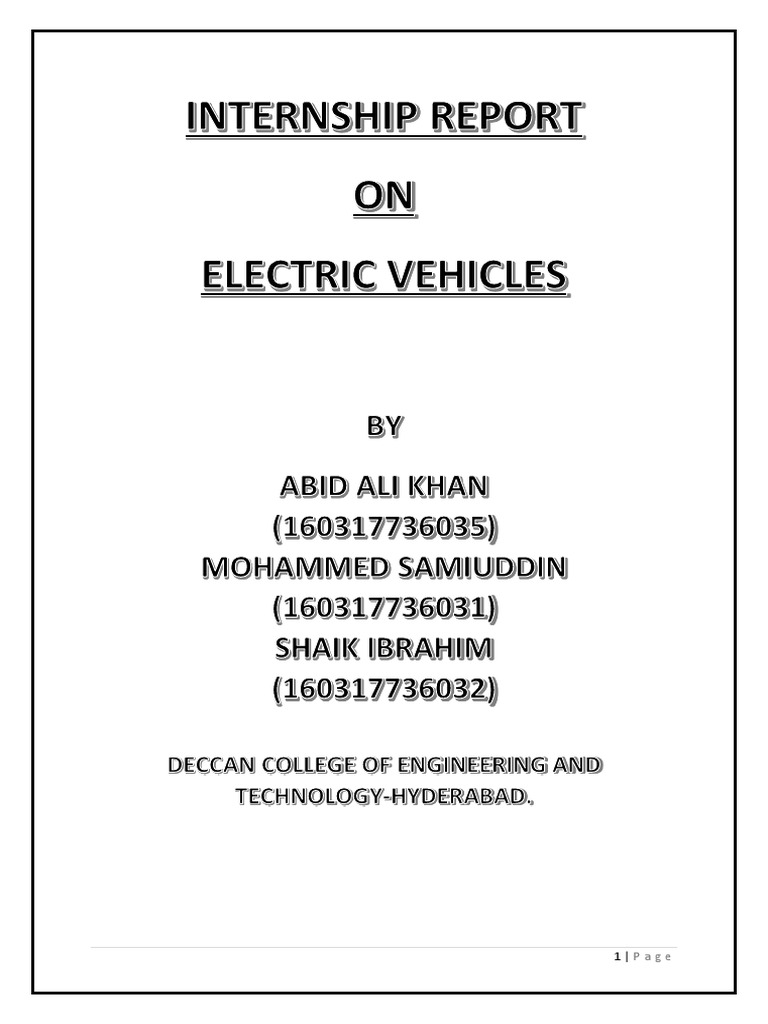 Internship Report 6031,6032,6035 | PDF | Electric Vehicle | Electric Car