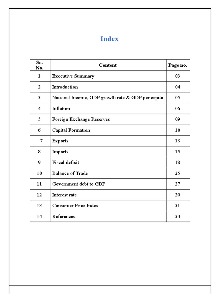 Index: Sr. No. Content Page No | Download Free PDF | Government Budget ...