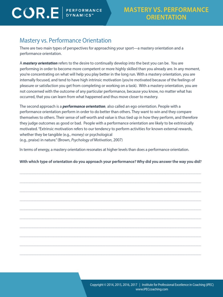 Mastery Vs Performance | PDF | Motivation | Motivational