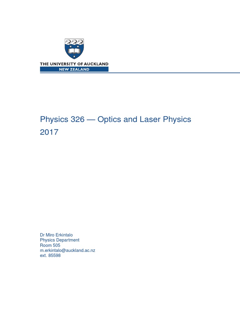 Physics 326 - Optics and Laser Physics 2017 | PDF | Laser | Emission ...