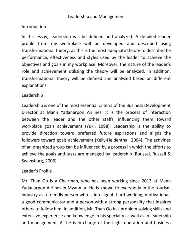 Leadership Assignment For EXAM | PDF | Transformational Leadership ...