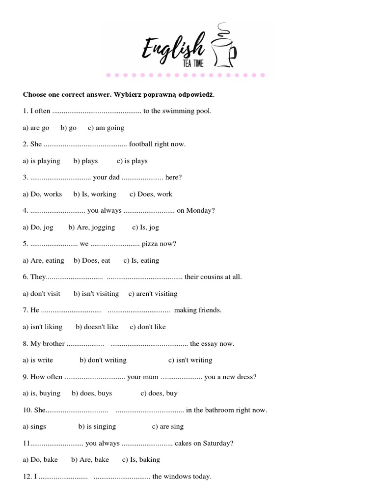 Choose One Correct Answer. Wybierz Poprawną Odpowiedź | PDF | Beverages ...