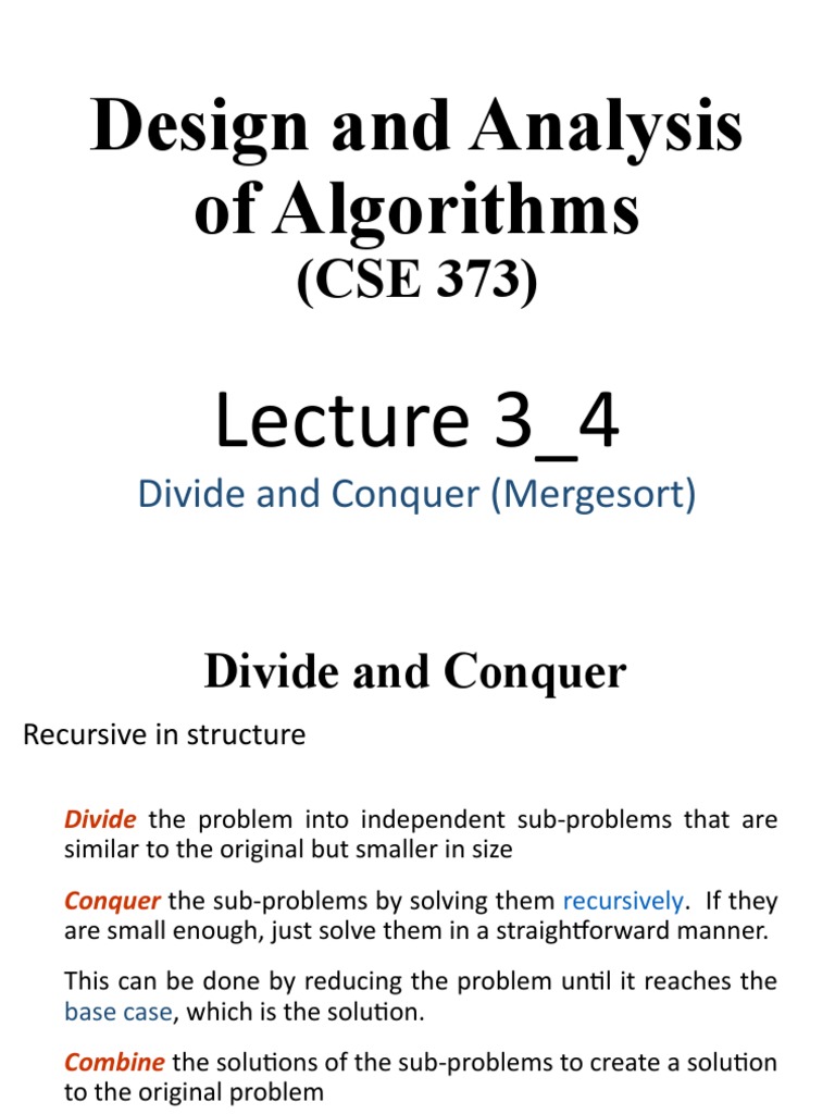 Design and Analysis of Algorithms: Lecture 3 - 4 | PDF | Theory Of Computation | Mathematical ...