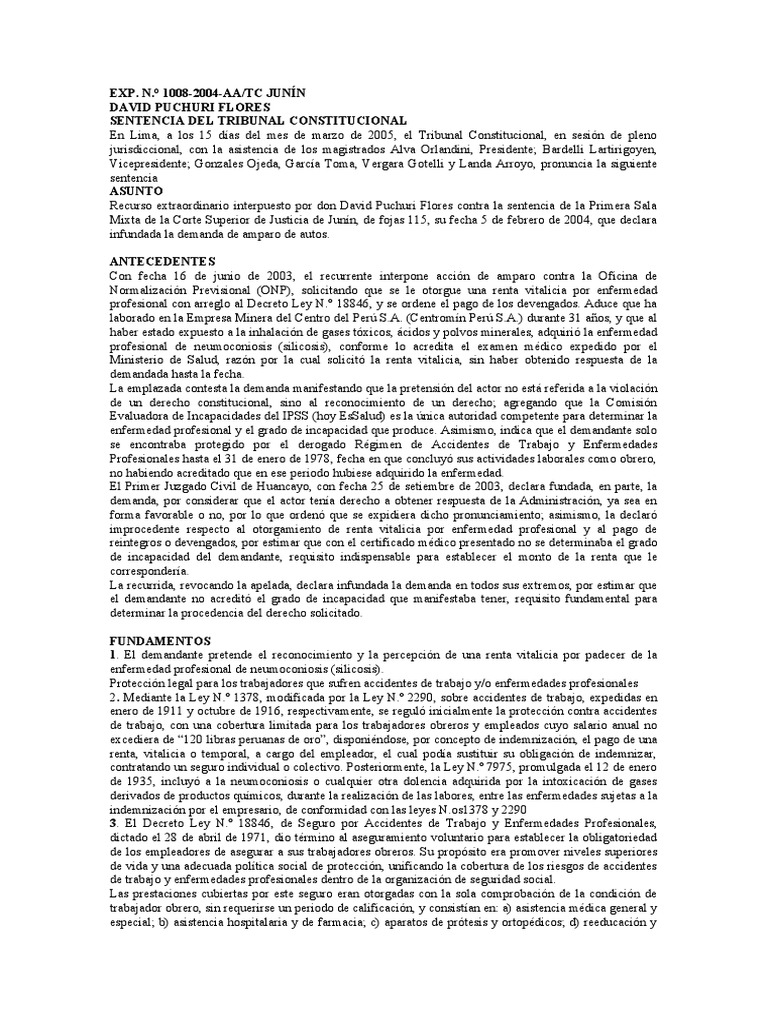 EXP. N.° 1008-2004-Accion de Amparo | PDF | Pensión | Jubilación
