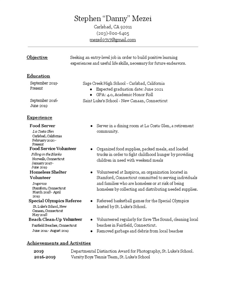 Stephen Mezei - Resume 2020 | PDF