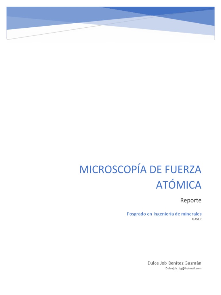 Microscopía de Fuerza Atómica Reporte 1 | PDF | Fuerza atómica ...