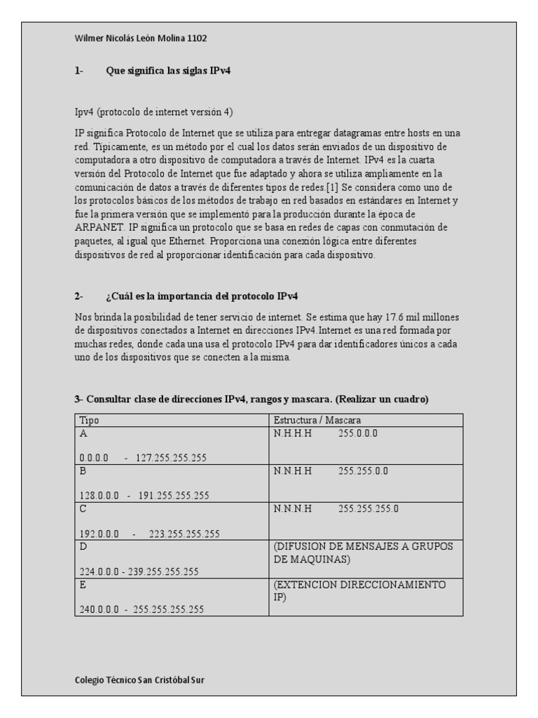 Protocolo Ipv4 | PDF | Protocolos de internet | Dirección IP