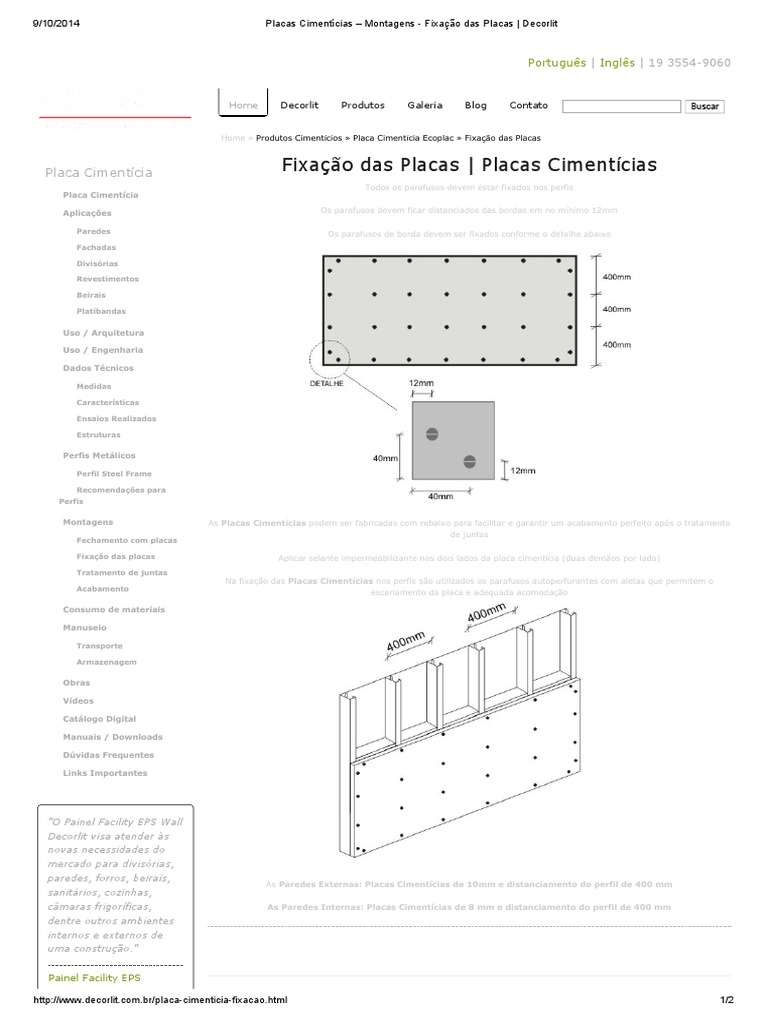 Placas Cimentícias - Montagens - Fixação Das Placas - Decorlit PDF | PDF