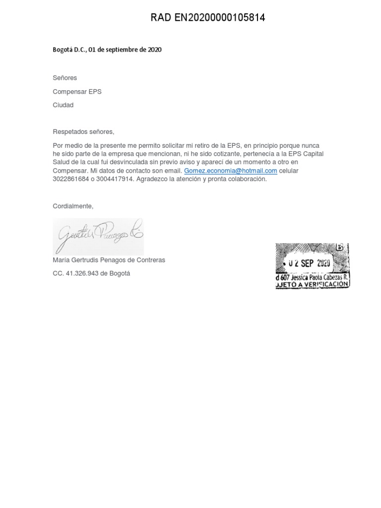 Solicitud de Retiro de EPS Compensar | PDF