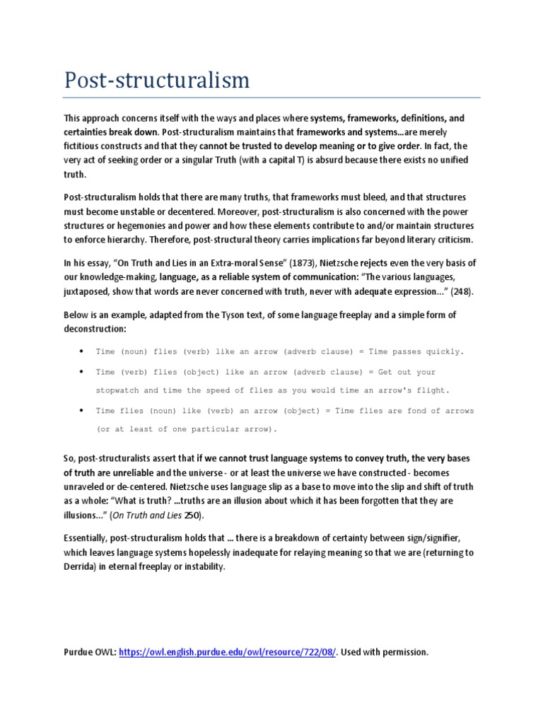 Understanding Post-Structuralism Concepts | PDF | Truth | Verb