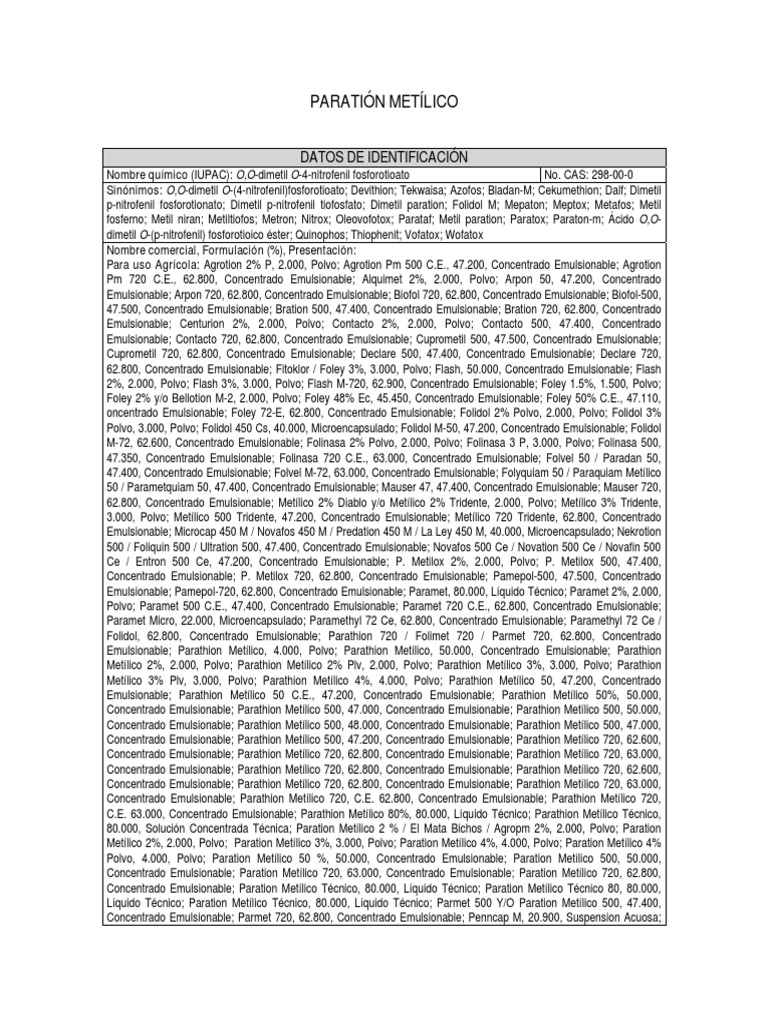 Paration Metilico | Download grátis PDF | Química | Natureza