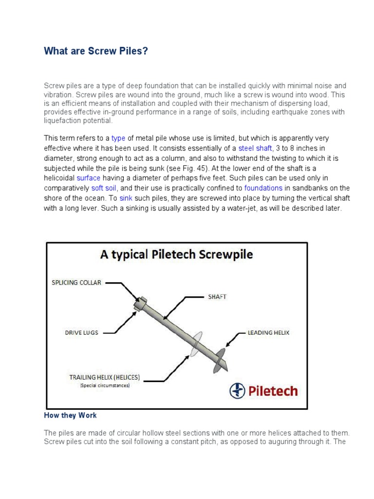 What Are Screw Piles | PDF | Deep Foundation | Screw