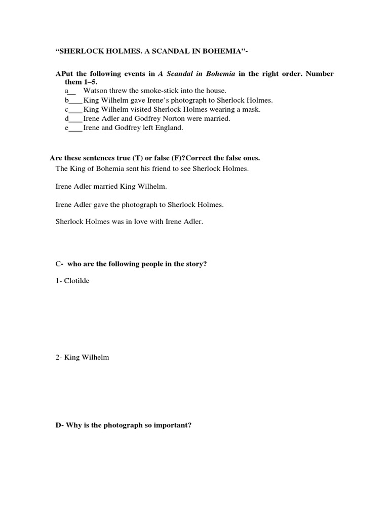 A Scandal in Bohemia PDF | PDF | Classics