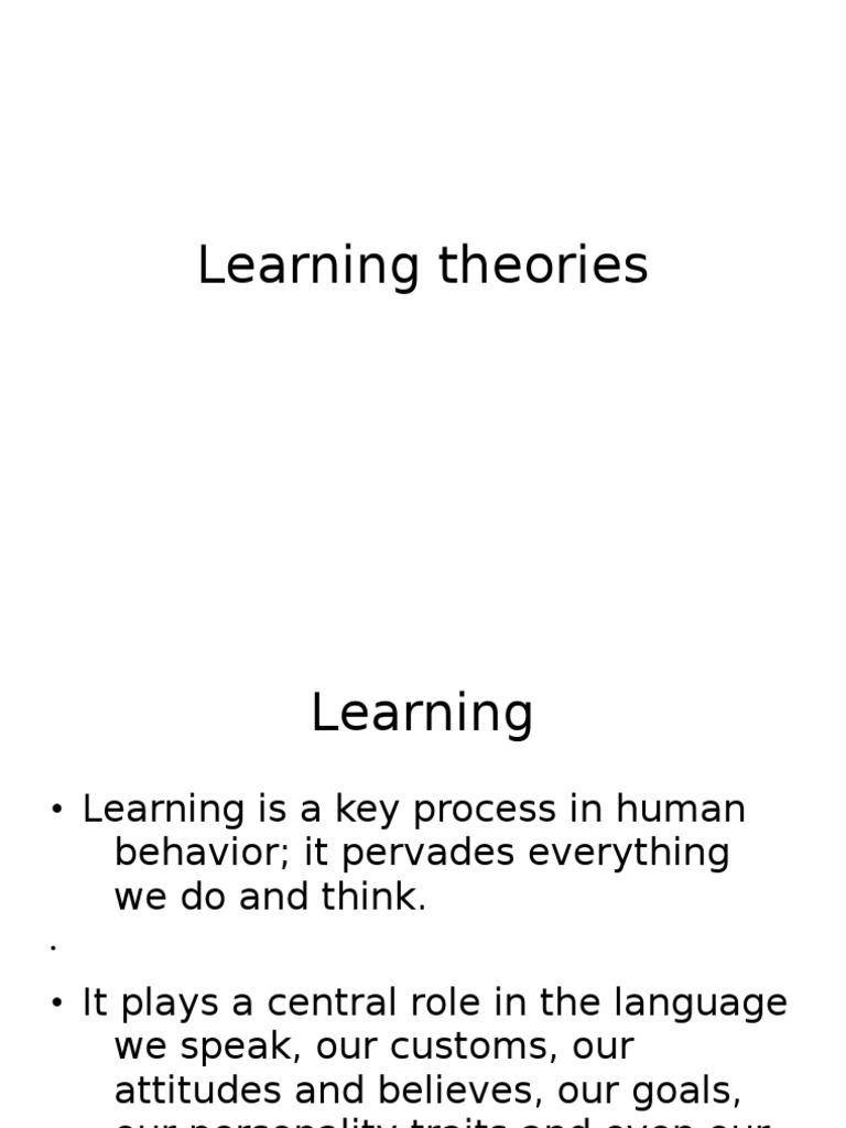 Learning Theories | PDF | Classical Conditioning | Reinforcement