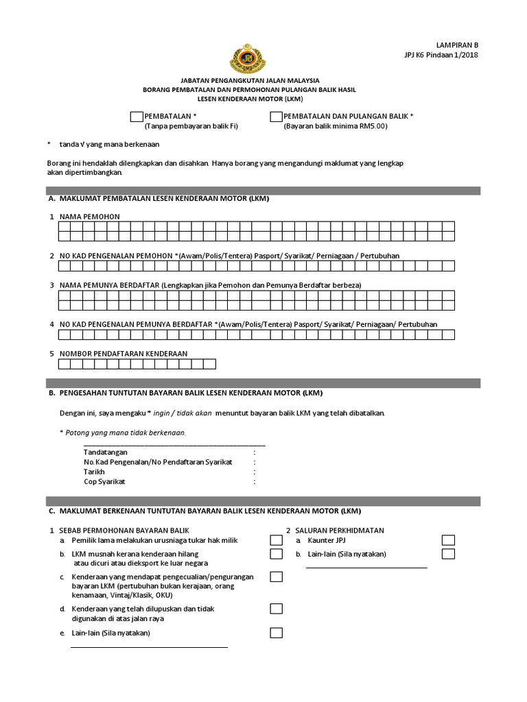 BORANG JPJK6 (Pind 12018) PDF | PDF