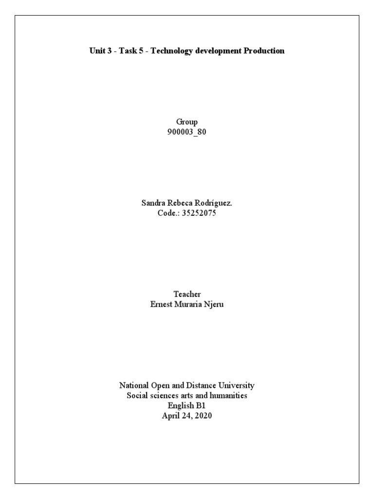 Unit 3 - Task 5 - Technology Development Production | PDF | Psychological Concepts | Cognition