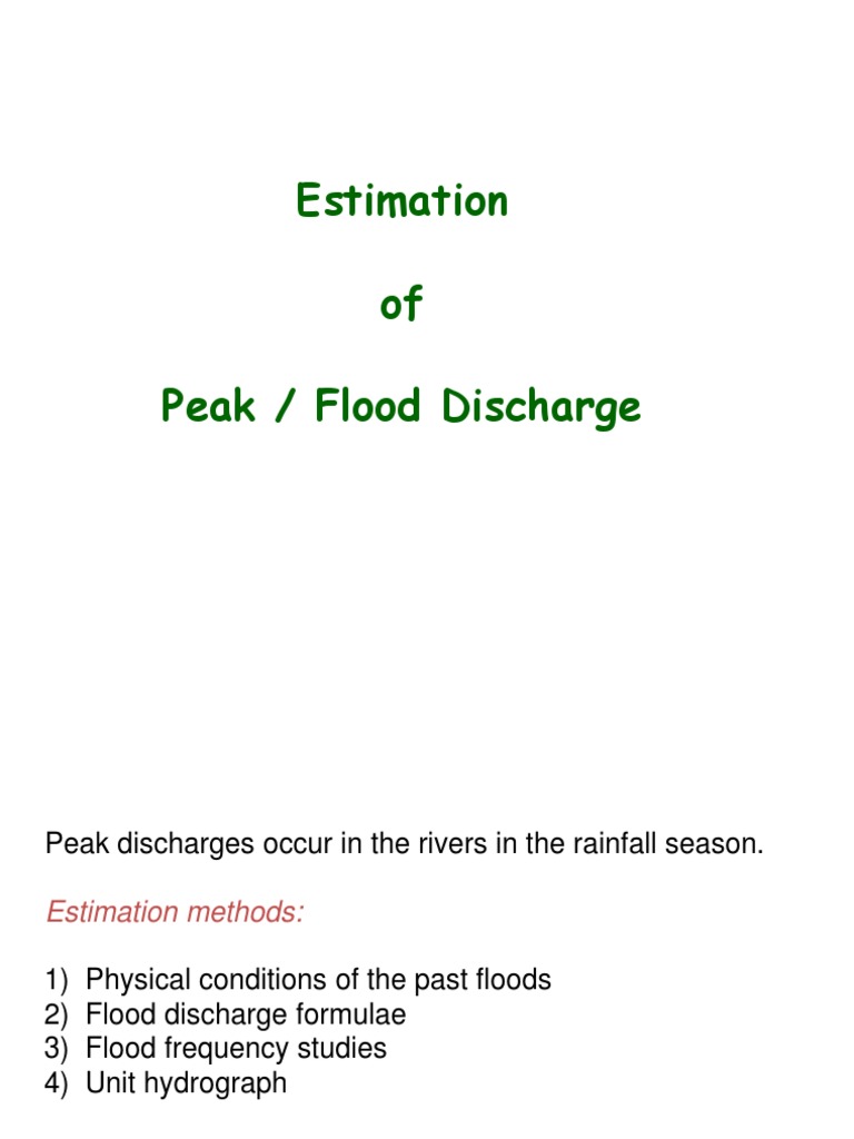 Flood Discharge Estimation Methods | PDF | Hydrology | Earth Sciences