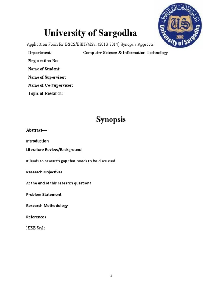 University of Sargodha: Synopsis | PDF | Career & Growth