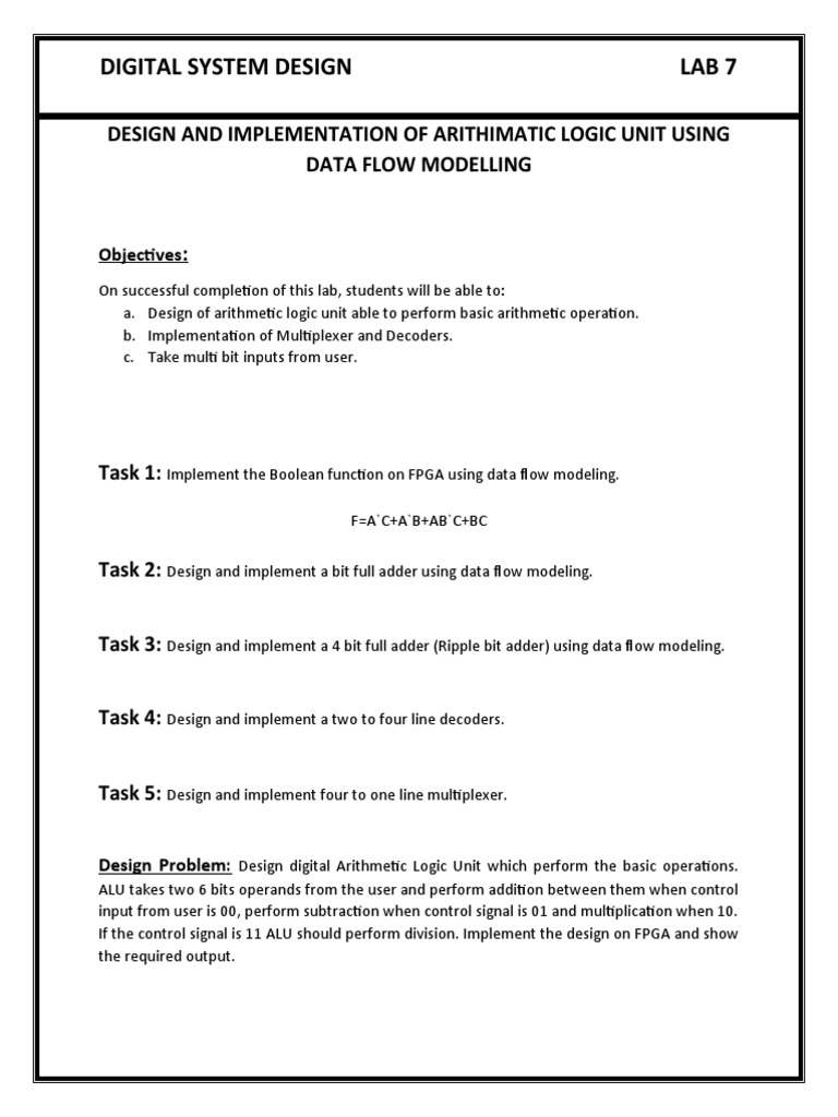 Digital System Design Lab 7 | PDF