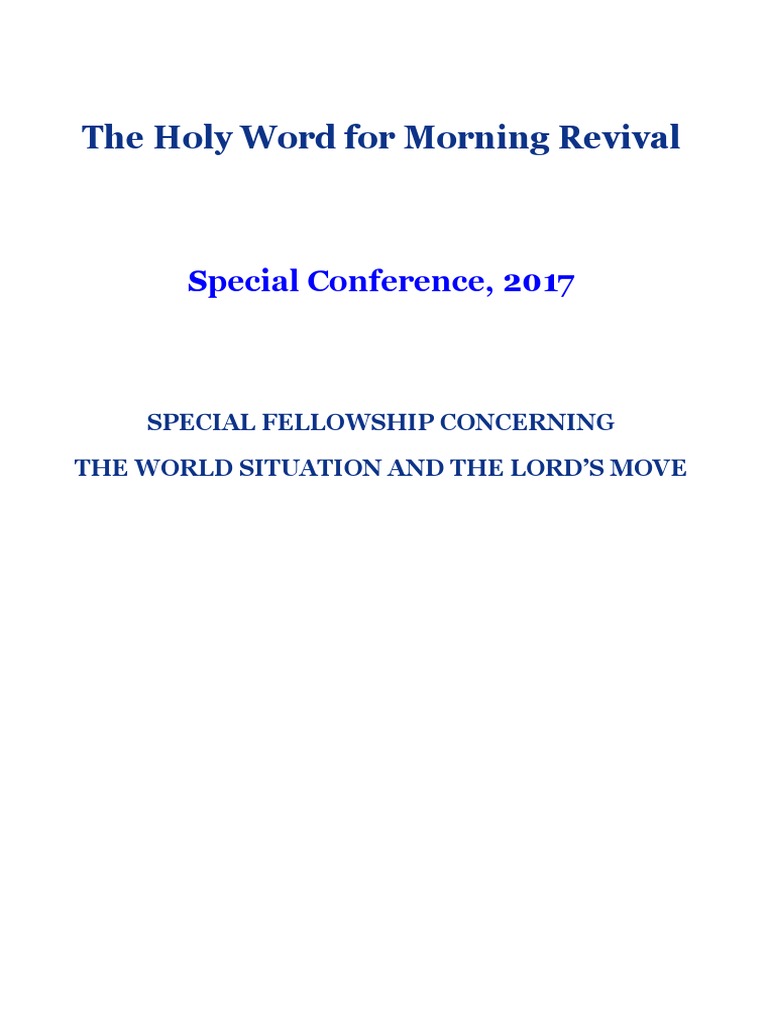 The Holy Word For Morning Revival: Special Conference, 2017 | PDF ...